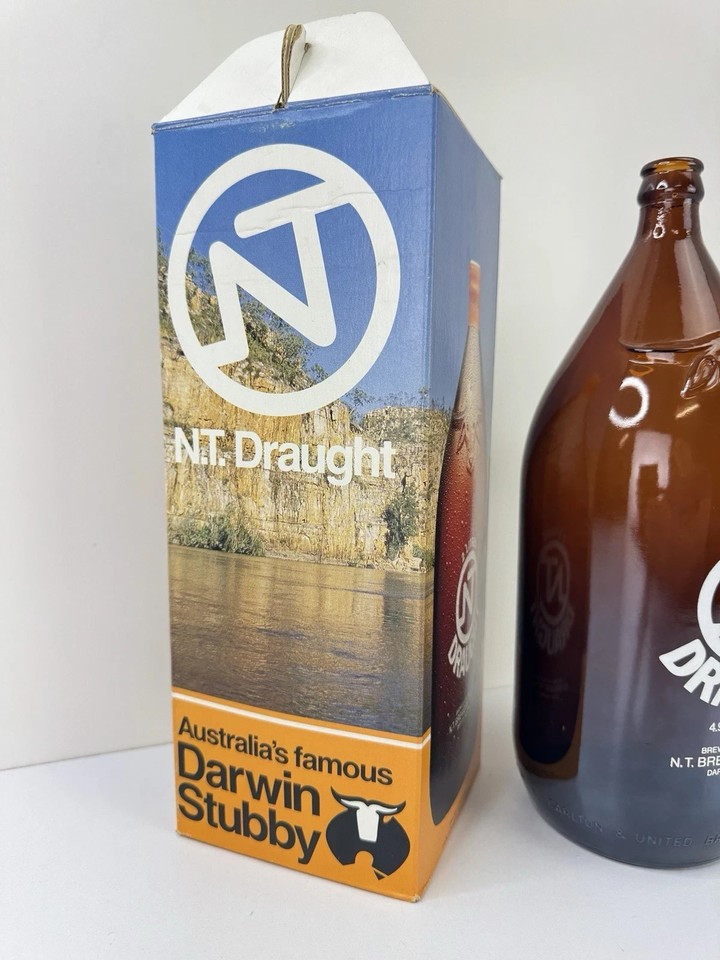 Vintage 1980's Rare Empty 2L DARWIN STUBBIE Large Beer Bottle With ...