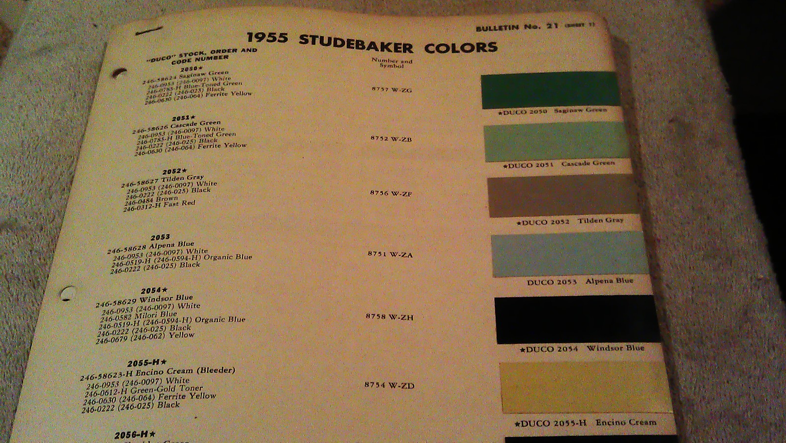 1955 STUDEBAKER PAINT CHIP CHART | eBay