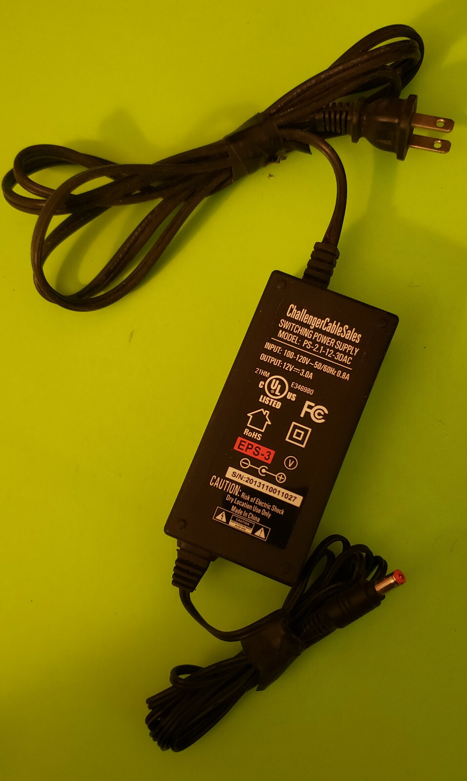 C0113 EPS-3 CHALLENGER CABLE SALES CCS AC ADAPTER, MODEL PS-2.1-12-3DAC ...