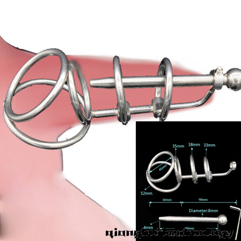Metal Peni Plug Slave Male Chastity Device with Urethra Plug Cage Belt ...