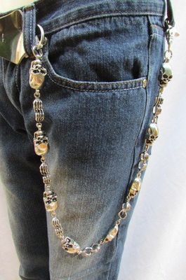 New Men Biker Fashion Long Metal Silver Rocker Wallet Chunky Chains ...