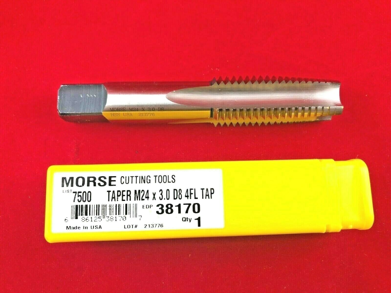 M24 X 3.0 Taper Tap Morse MT3838170 24MM HSS Starter Tap USA 4FL RH D8 ...
