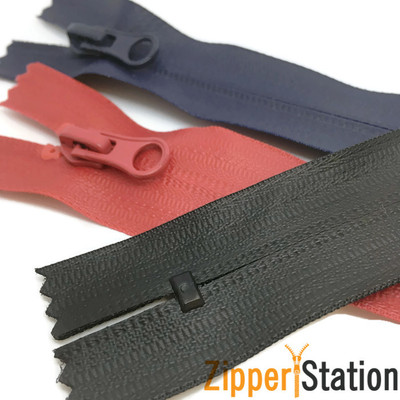 Waterproof nylon zip zipper. CLOSED END Zips. Black, Navy, Grey, Red ...