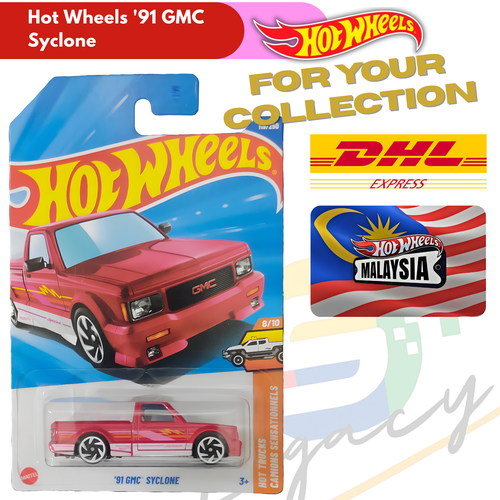 Hot Wheels ’91 GMC Syclone Red 8/10 Hot Trucks Series Diecast Pickup ...