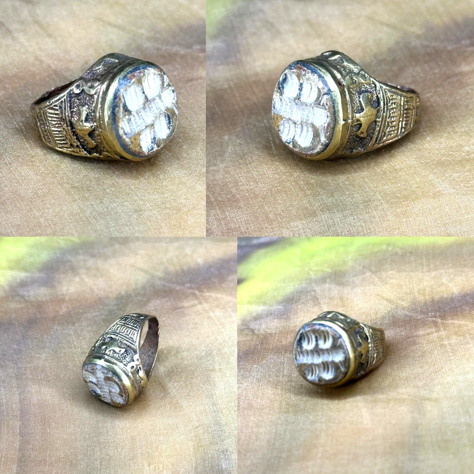 ANTIQUE BROWN INTAGLIO EGYPTIAN ENGRAVED BRONZE SIGNE… - Gem