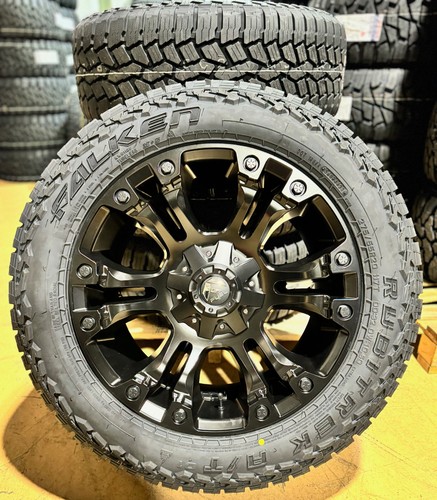 20x9 Fuel D560 Vapor Black Wheels 32 Falken AT Tires 6x135 Ford F150 ...