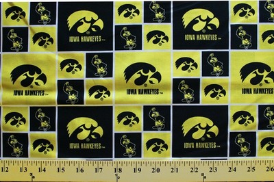 IOWA HAWKEYES COTTON FABRIC-IOWA HAWKEYES QUILTING FABRIC-100% COTTON ...