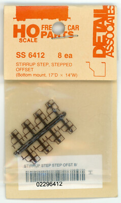 HO Detail Associates #6412 8 Pack 14" Wide Stirrup Steps Offset Bottom ...