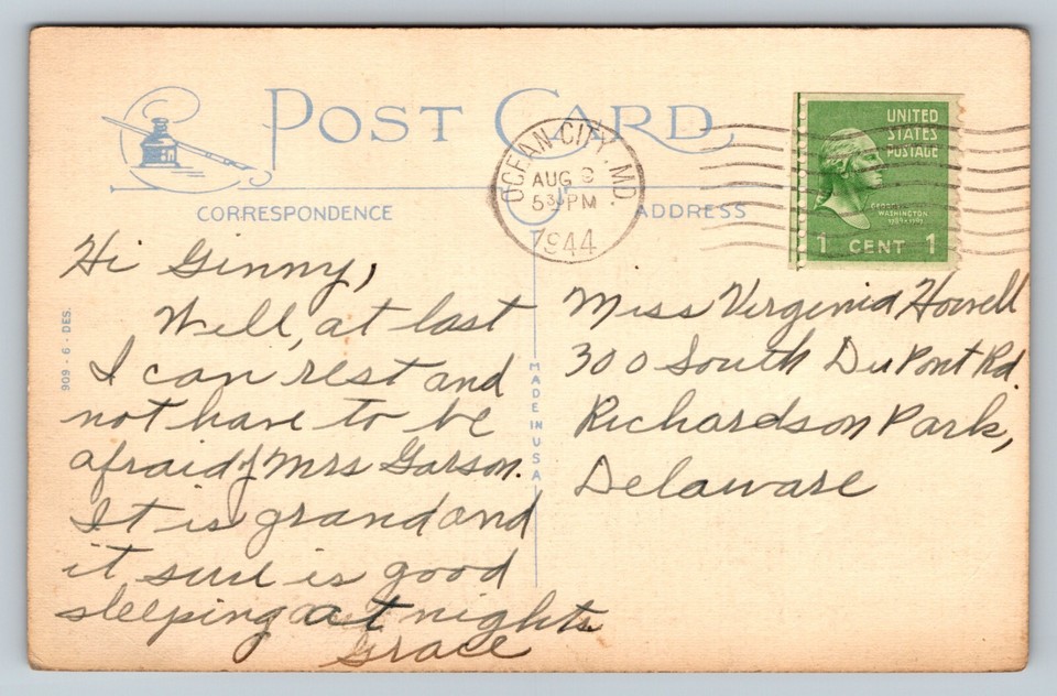 Cloudy Scenic Evening WW2 Era VINTAGE 1944 Postcard Inside Joke Message ...