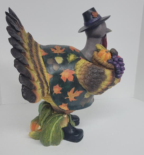Tom Turkey W/ Cornucopia Thanksgiving Figure 13" Tall Handpainted Rare ...