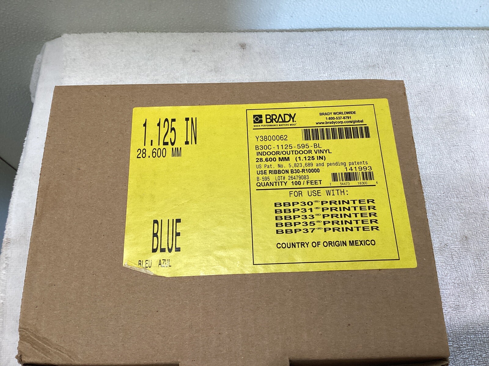Brady B30C-1125-595-BL. Blue, 1.125", 100' Cartridge. Vinyl Label Tape. | eBay