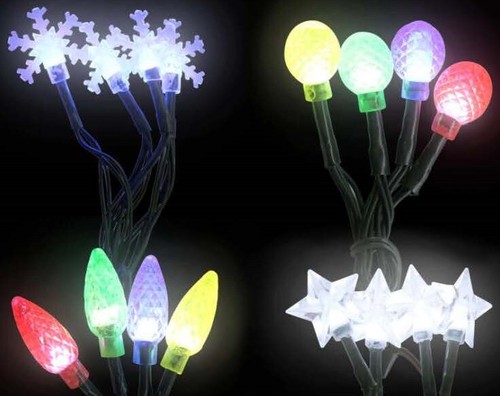 Christmas LED String Lights 10-ct Strings Indoor, Select: Color & Shape ...