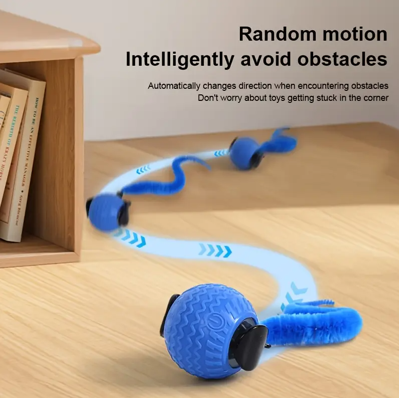 Interactive Cat Toy Ball USB Rechargeable w/ Tail Smart Motion Pet Toys ...