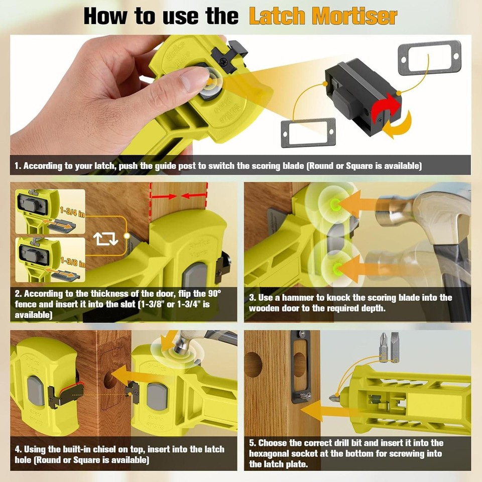 Door Latch Installation Kit For Latch Mortise Tools, Door Lock ...