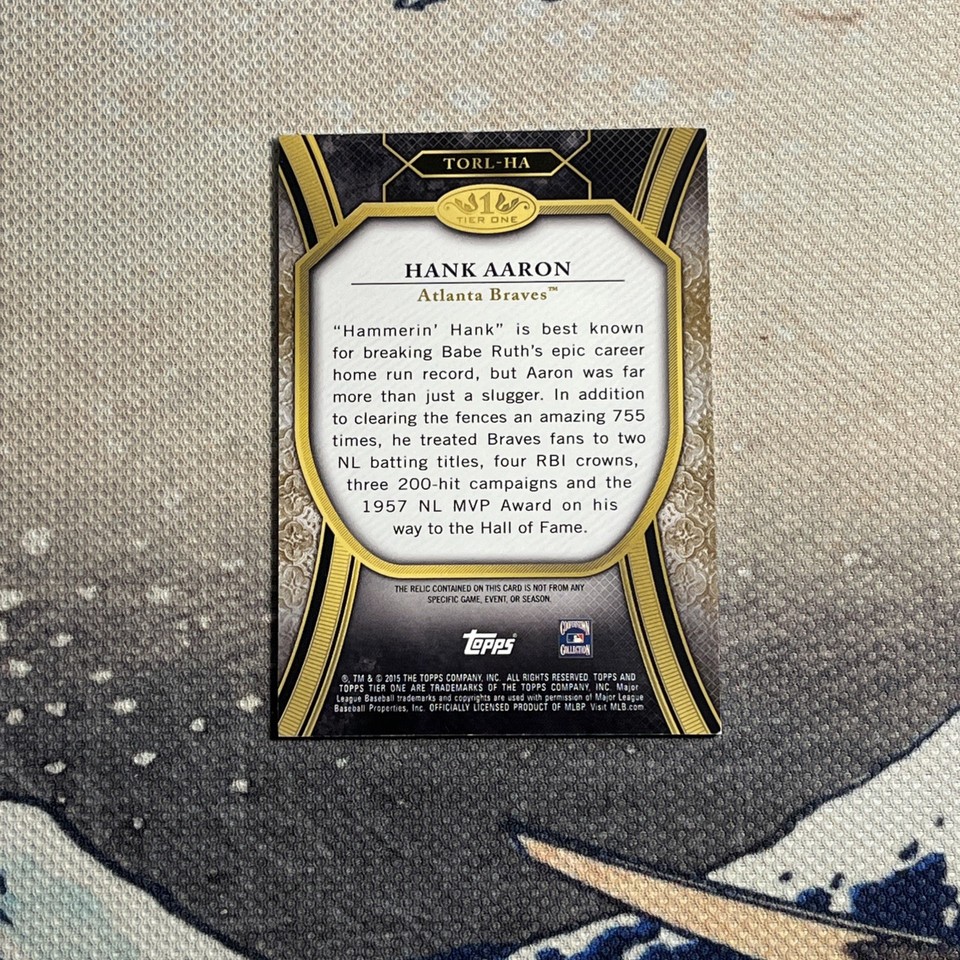 2015 Topps Tier One #TORL-HA Hank Aaron Relic Legends #/99 | eBay