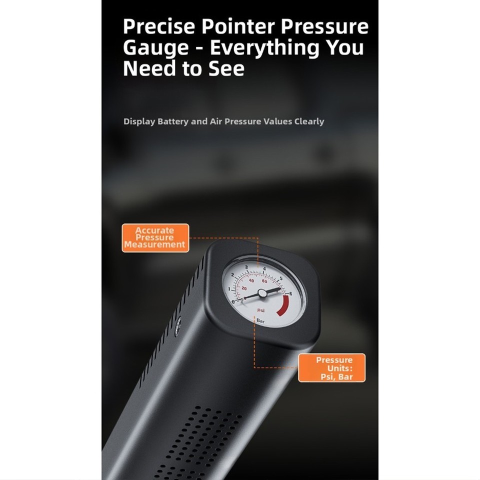 Portable Tire Pump Operating Current ≤6A High-speed Motor Optimized Air Duct | eBay UK