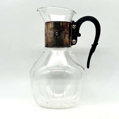 Vintage Corning Glass Pitcher Carafe Coffee Tea Water Wine Silver ...