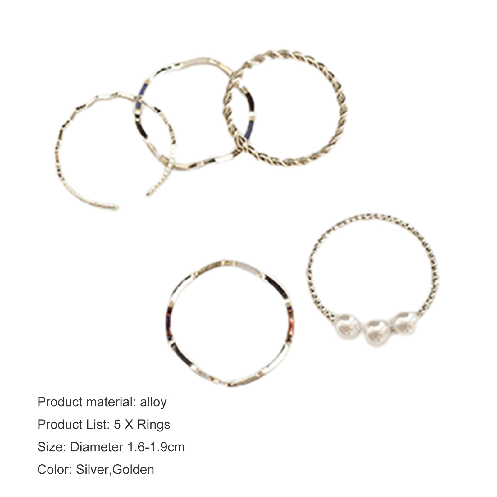 5pcs Party Rings Twist Decoration Stackable Curved Shape Rings Set ...