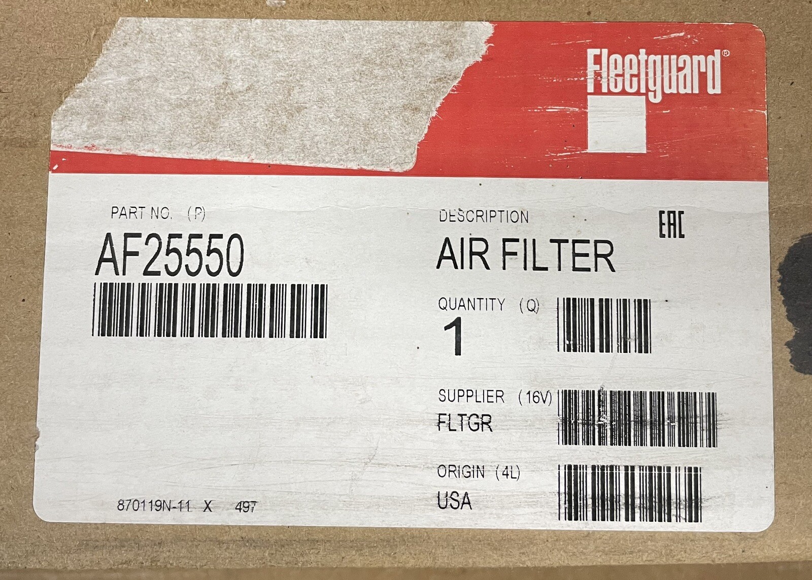 FLEETGUARD AF25550 - Air filter cross reference