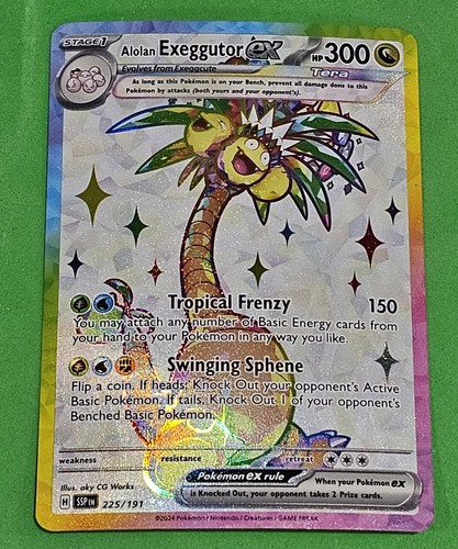 Alolan Exeggutor ex 225/191 Full Art Rare Pokemon Surging Sparks SV8 NM ...