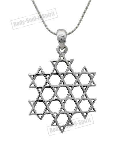 925 Silver Israel Star of David magen Shield Necklace holyland judaica ...