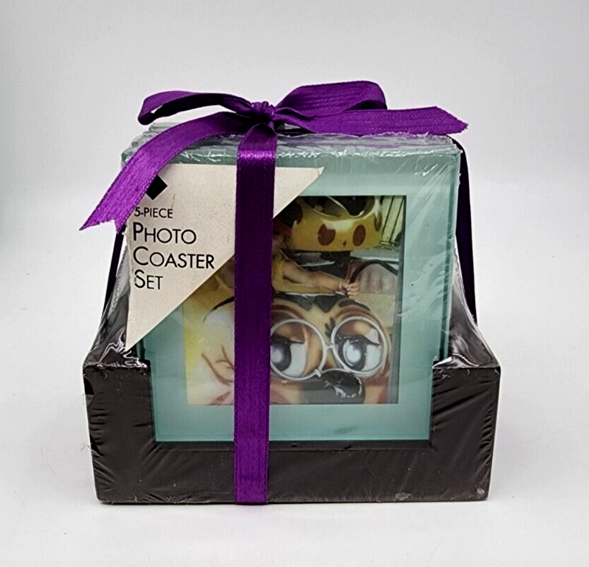 New Seal Glass Photo Frame Coaster Set 4 Picture Photo Frames 3.5 ...