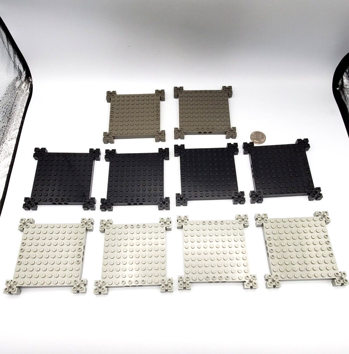 LEGO # 30645 Modified 12x12 Brick with Side Pins Holes Lot x10 Dark ...