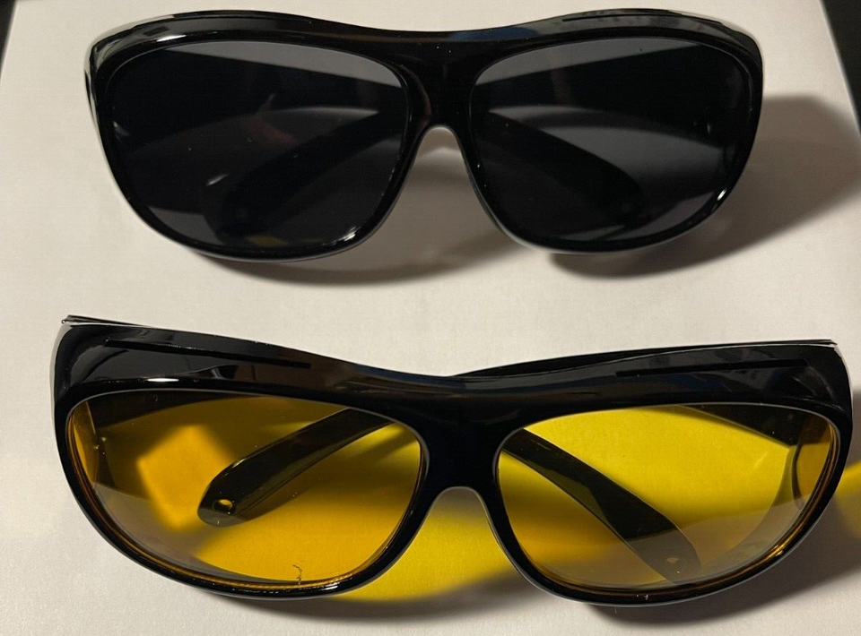 2 Pair HD Night & Day Vision Wraparound Fits OVER Glasses No Original ...