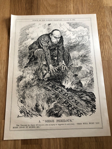 1925 original cartoon print ! signor mussolini freedom of the press | eBay