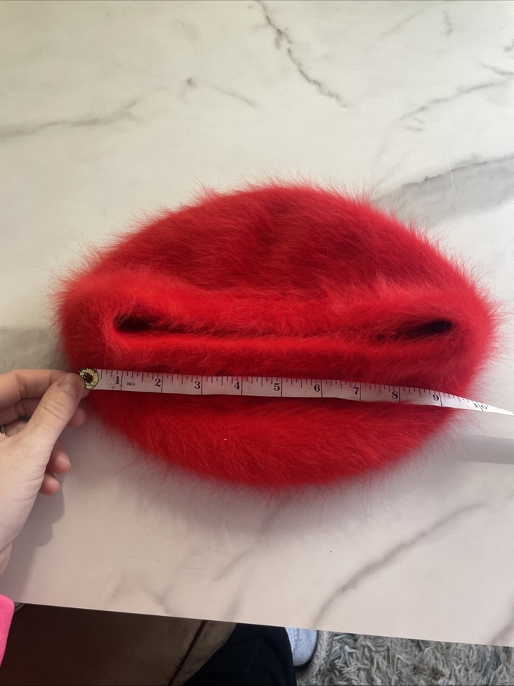 Angora Fur Red Beret Hat | eBay UK