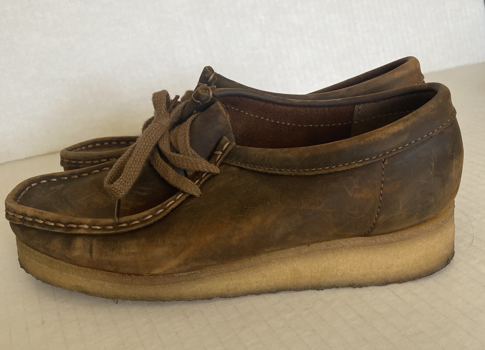 Clarks Originals Wallabees Womens Size 7M Laceup Shoes Brown Distressed ...