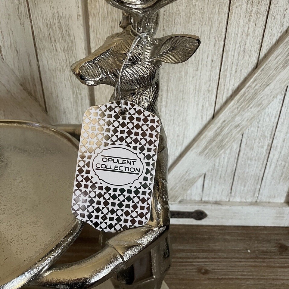 Silver Stag Butler Reindeer Deer Statue Holding Tray Sandwich Cookie ...