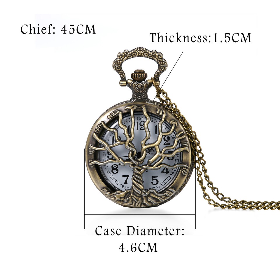 Antique Retro Tree Of Life Quartz Pocket Watch Pendant Necklace Sweater ...