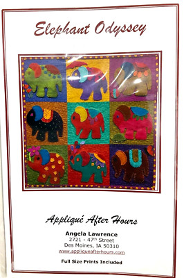 APPLIQUE' AFTER HOURS QUILT PATTERN #AAH.WC027 ELEPHANT ODYSSEY 18 1/2 ...