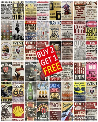 Metal Tin Wall Signs Man Cave Shed Garage Bar Pub Beer Funny Retro Gift ...