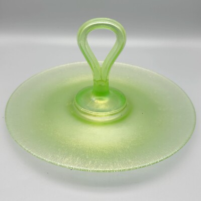 Fenton Florentine Green Stretch Handled Server Glows | eBay