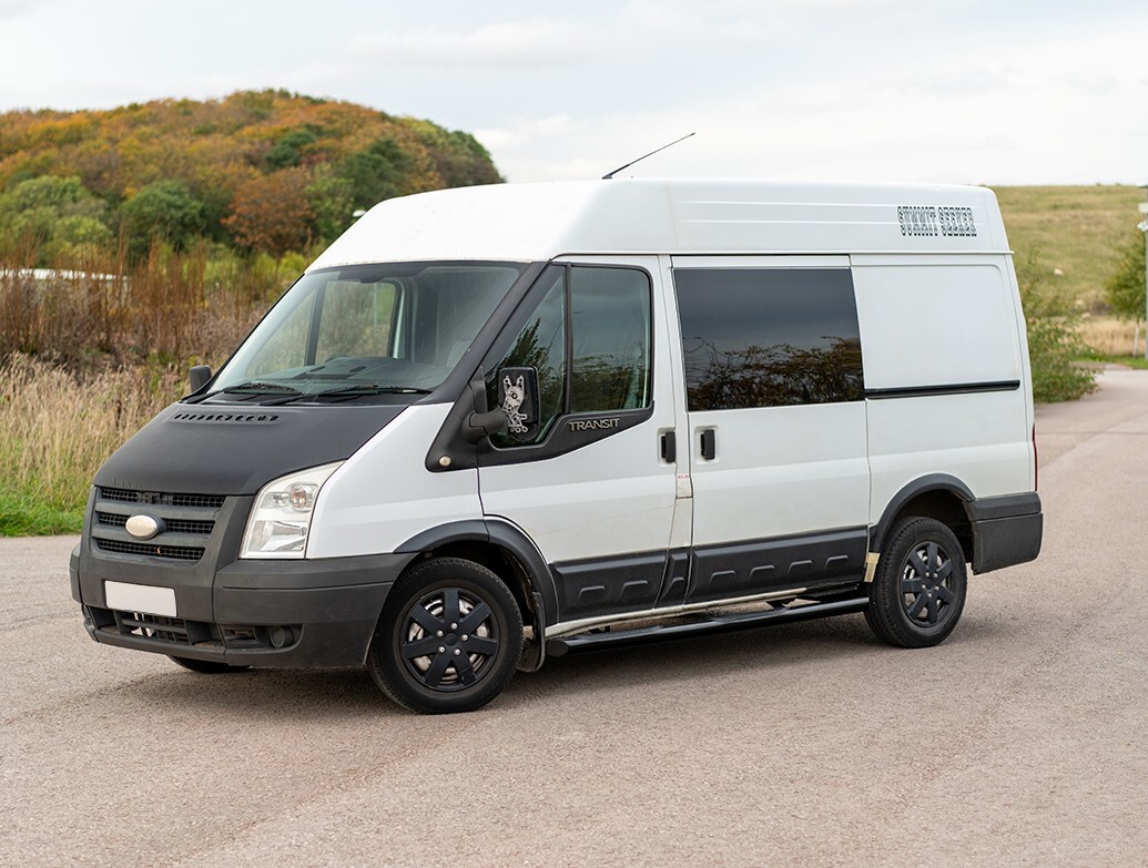 FITS FORD TRANSIT MK6 MK7 SWB 76MM 4 STEPS SLASH CUT GLOSS BLACK STEEL ...