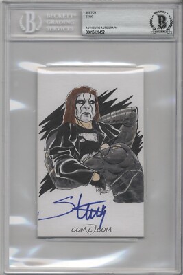 Sting Original Art Sketch Card Signed Auto WWF WWE WCW NWO 1/1 BAS | eBay