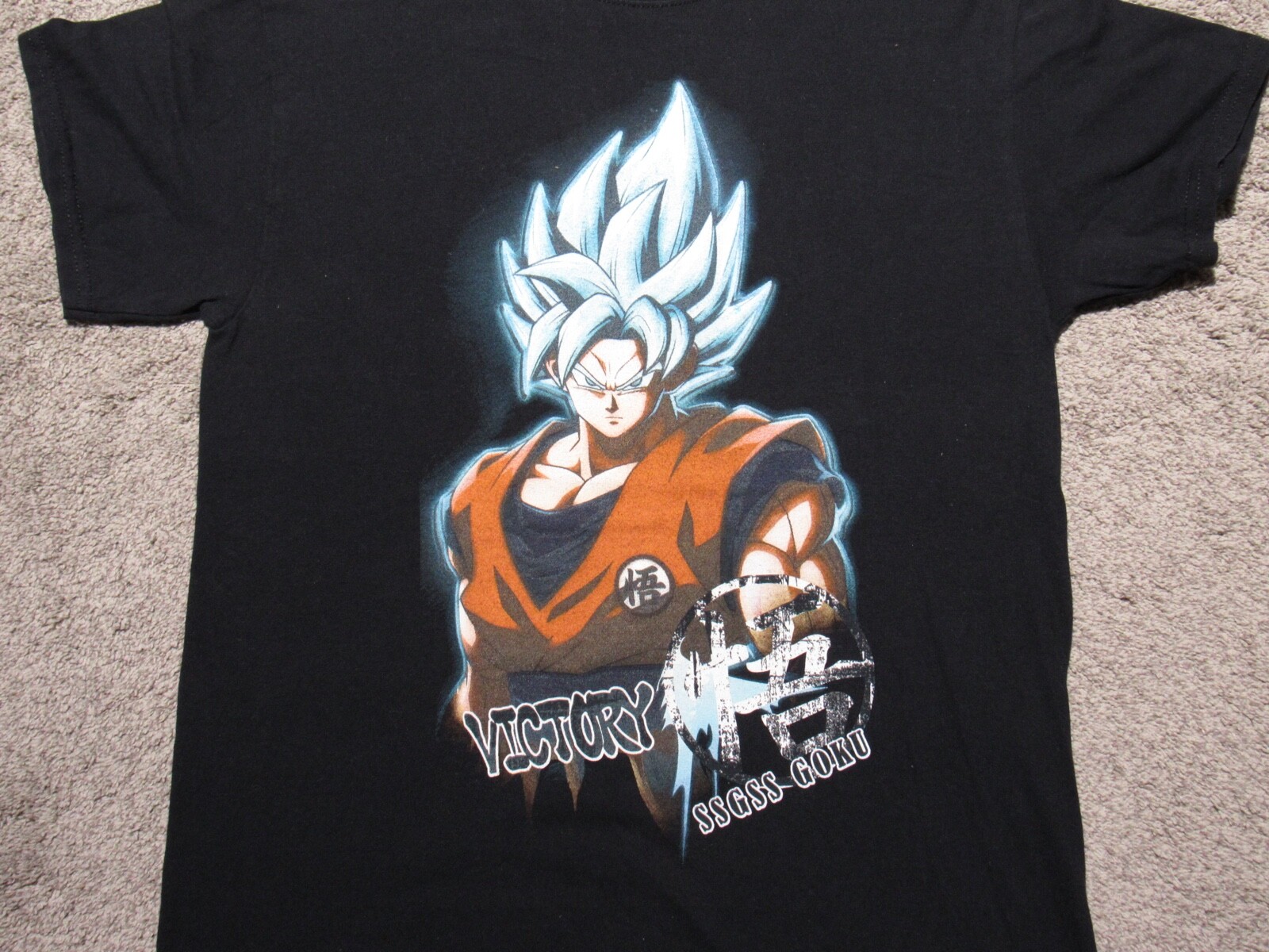 DRAGON BALL Z Victory SSGSS Goku T-SHIRT Mens MED Super Saiyan God Blue ...