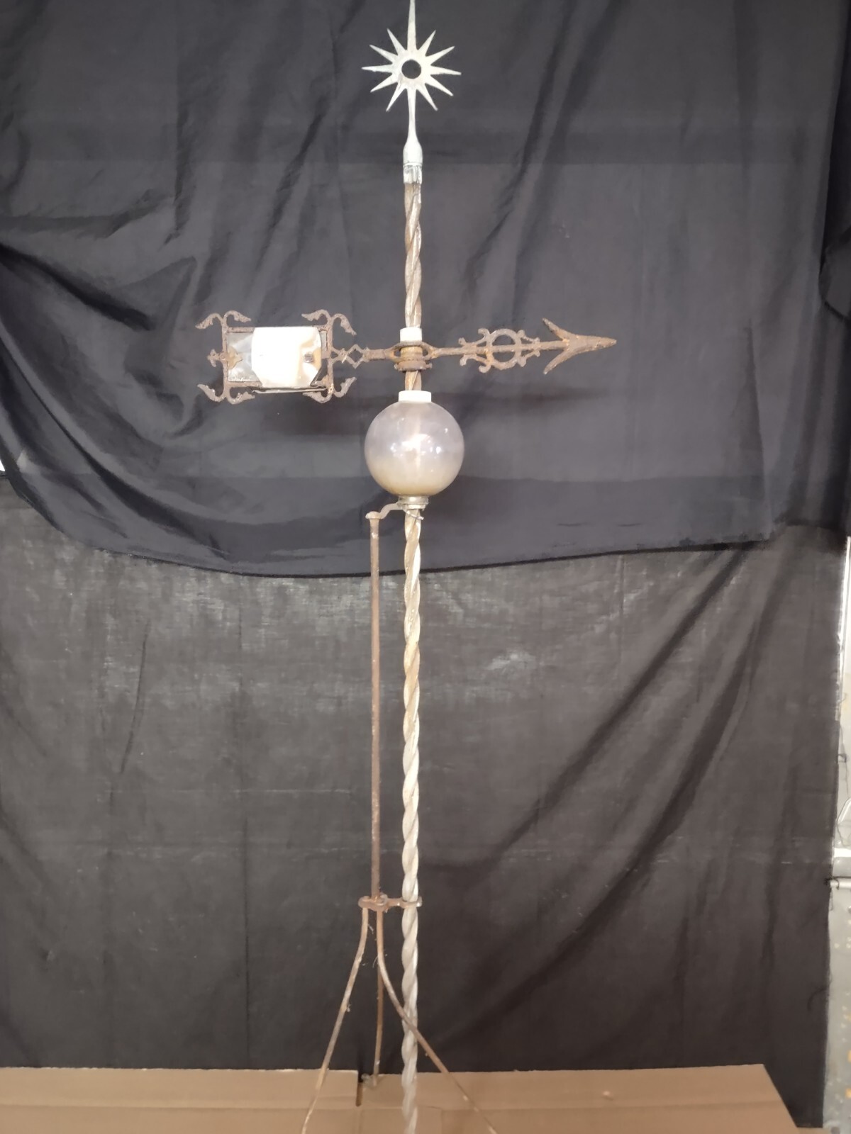 Antique Lightning Rod With Glass Ball & Weathervane Star Burst Top 58 1 ...