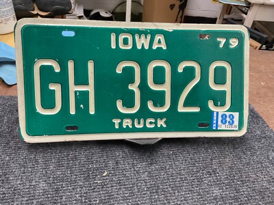 License Plate Tag Vintage Iowa GH 3929 Truck 1979 w/ 1983 sticker ...