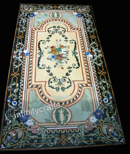 Black Marble Cafeteria Center Table Top Unique Pattern Inlay Work ...