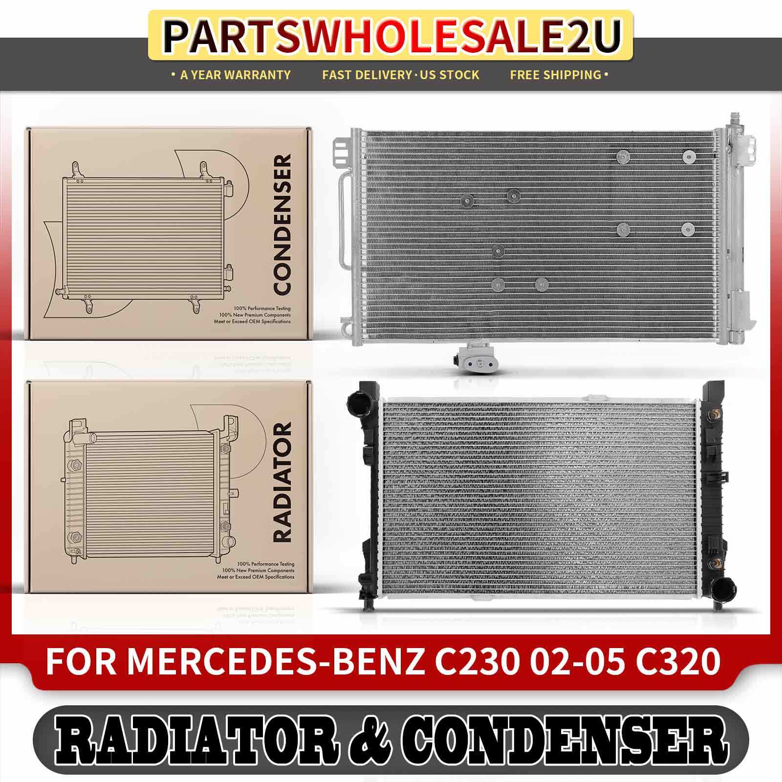 2x Radiator & AC Condenser Cooling Kit for Mercedes-Benz C230 C240 ...