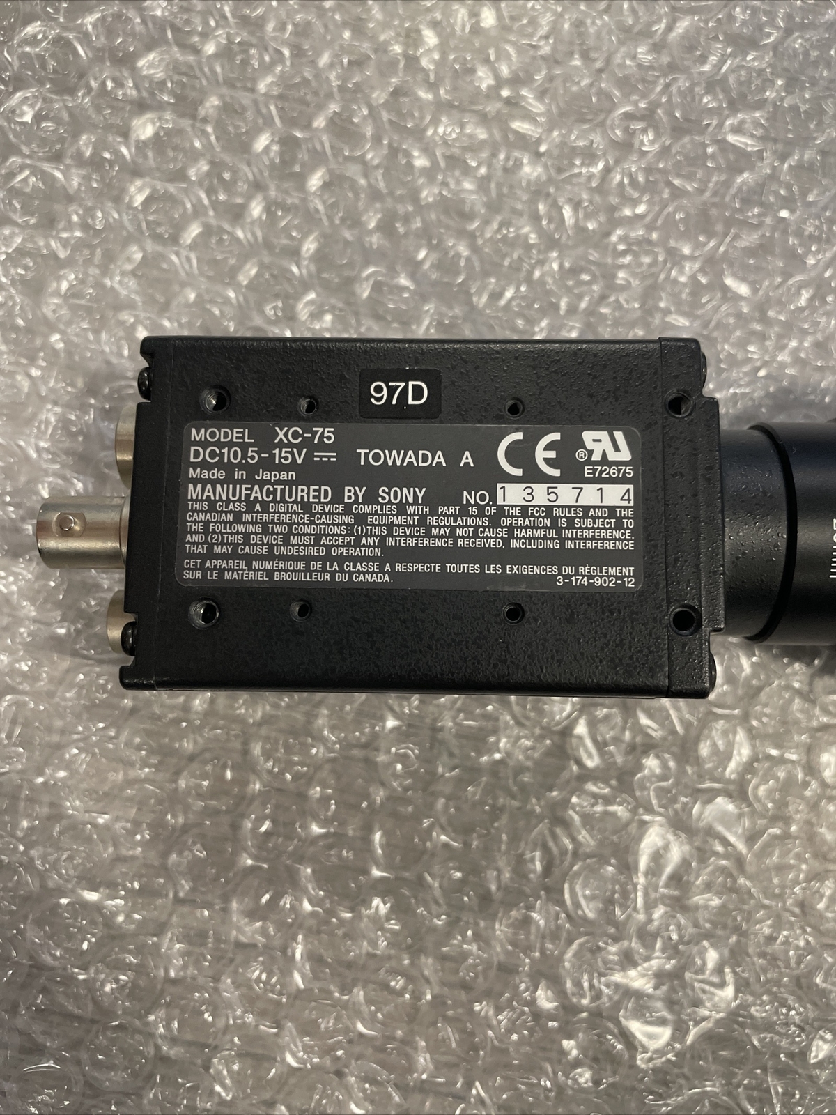 SONY CCD VIDEO CAMERA MODULE M/N XC-75, N50, DC 1.5-15V, W/Fuji Lens | eBay