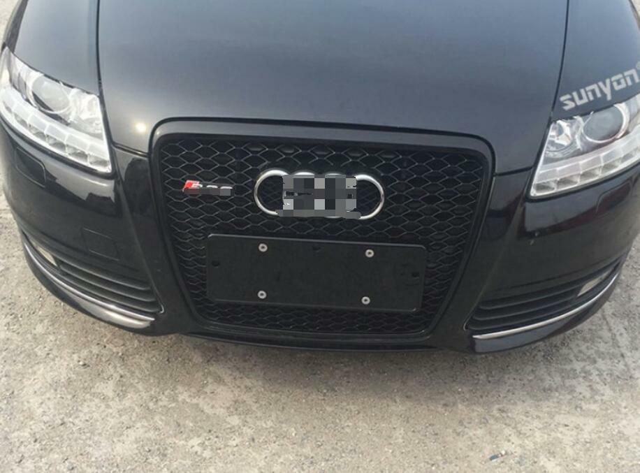 For FIT Audi A6 C6 RS6 Style 2005-2011 Front bumper Black Grille Mesh ...