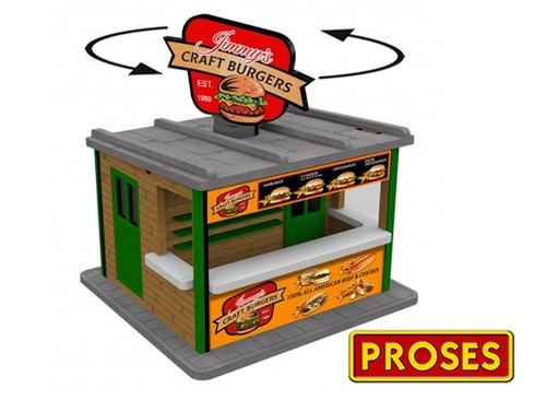 Bachmann 39122 O Jimmy's Burger Stand with Light & Rotating Sign Laser ...