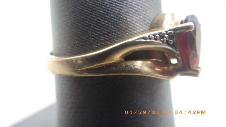 10K Yellow Gold Lady's Garnet Ring, 1.9g, Size:7 (TDY027254) | eBay