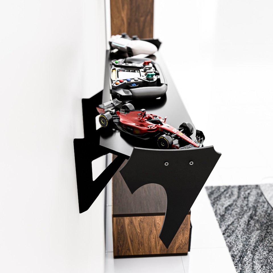 Wing-Shaped Wall Shelf – 24" Aerodynamic Display Shelf with Acrylic End ...