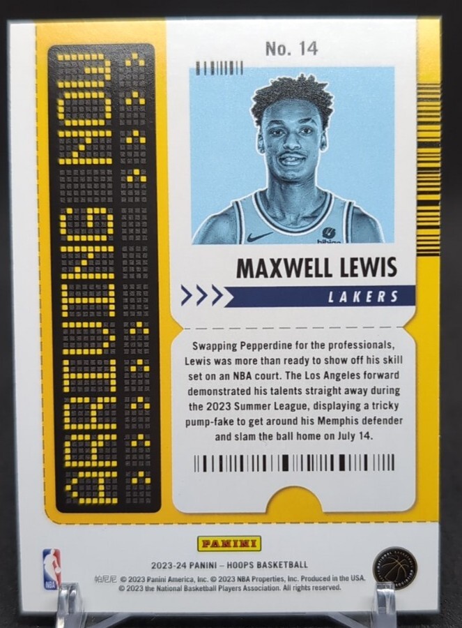 2023-24 NBA Hoops Maxwell Lewis Base RC #239 & Arriving Now Rookie #14 ...