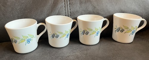 Lot Of 4 Corelle MY GARDEN COFFEE CUP MUG Pink Flower and - Blue Forget ...